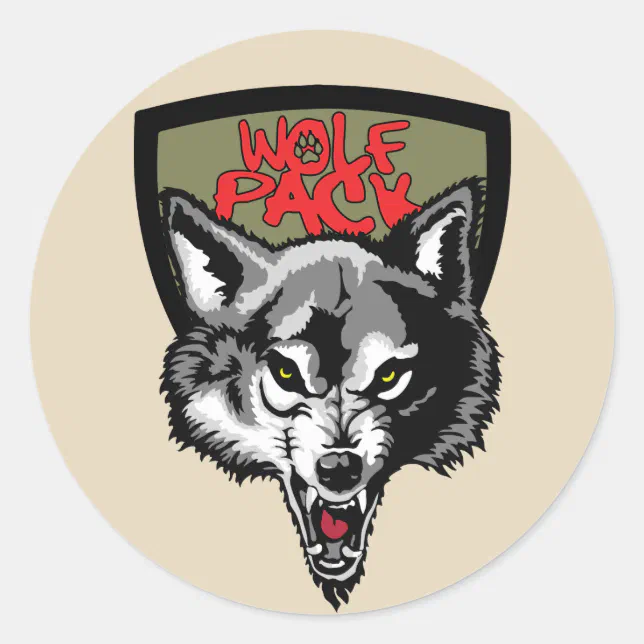 wolf pack classic round sticker | Zazzle