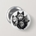 Wolf Pack Tribal Graphic Black and White Wolves Button | Zazzle