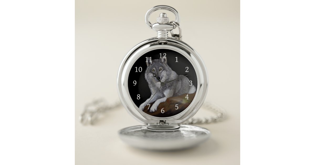 Wolf Pocket Watch | Zazzle