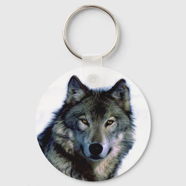 Wolf Portrait Keychain | Zazzle