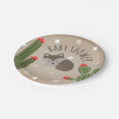 Wolf Pup Floral Succulent Cactus Baby Shower Paper Plates | Zazzle