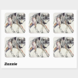 Wolf Square Sticker | Zazzle