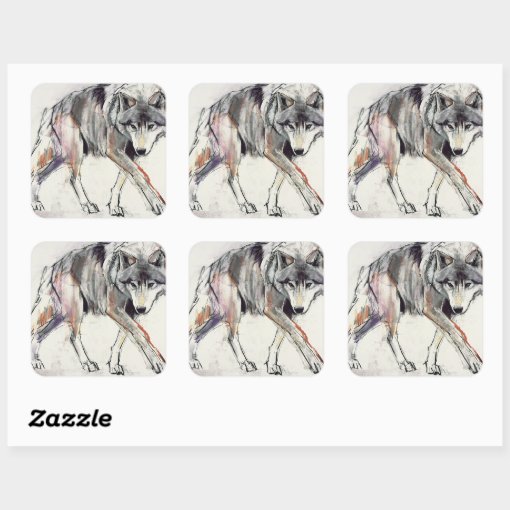 Wolf Square Sticker | Zazzle