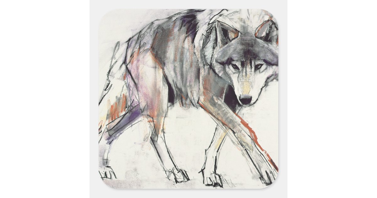 Wolf Square Sticker | Zazzle