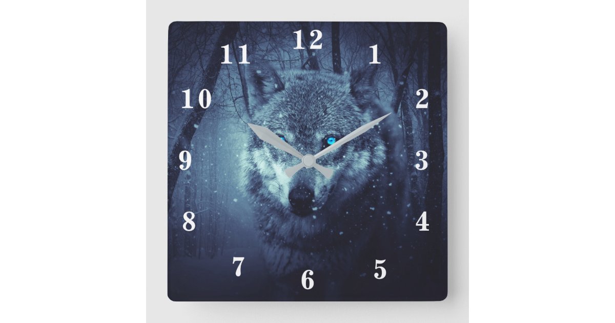 Wolf Square Wall Clock | Zazzle