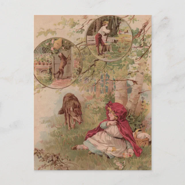 Wolf Walking Toward Red Riding Hood Postcard | Zazzle
