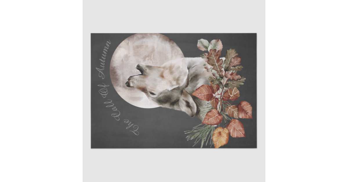 Wolf Watercolor "The Call Of Autumn" Tissue Paper | Zazzle