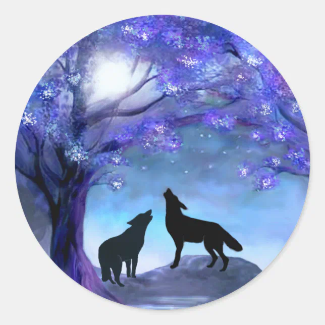 Wolf Wolves Wildlife Animals Blue Stickers | Zazzle