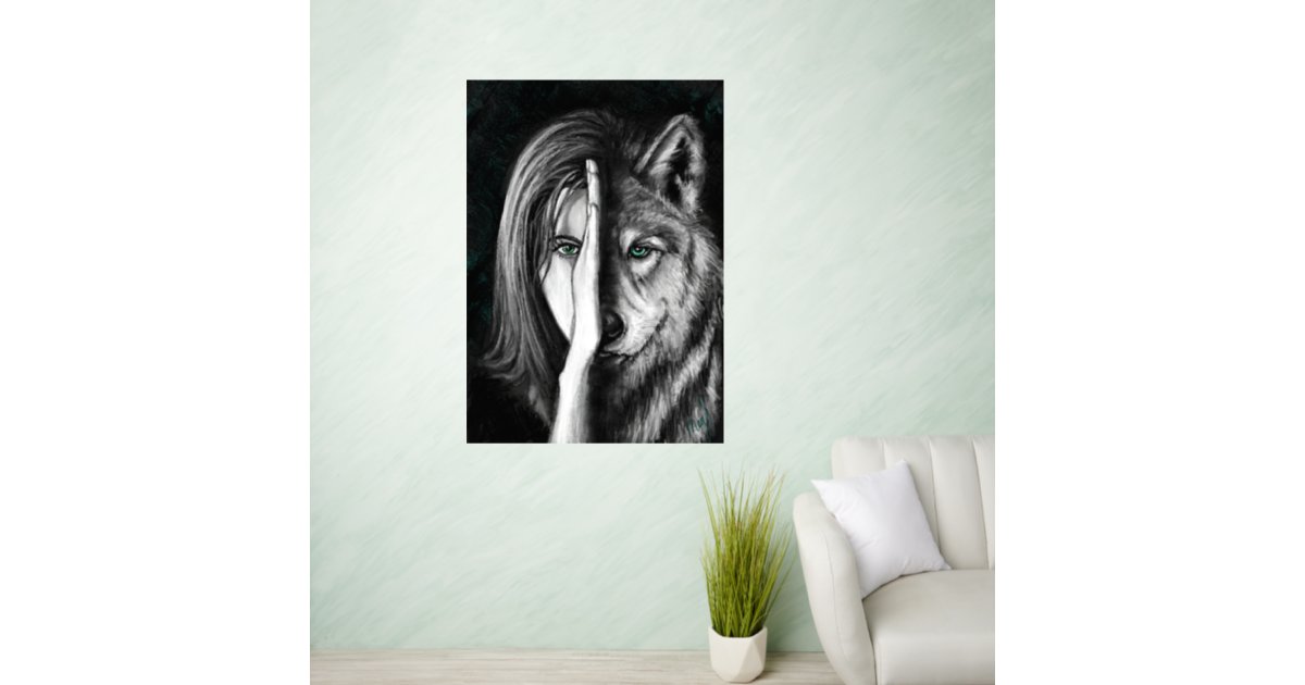 Wolf Woman - Emotion Wall Decal - Painting Art | Zazzle