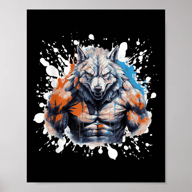 Wolf Workout Gym Fighter Bodybuilder Poster | Zazzle