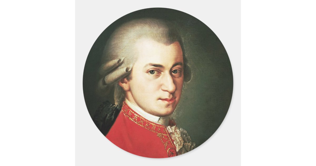 Wolfgang Amadeus Mozart Classic Round Sticker | Zazzle