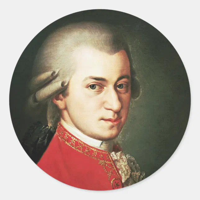 Wolfgang Amadeus Mozart Classic Round Sticker | Zazzle