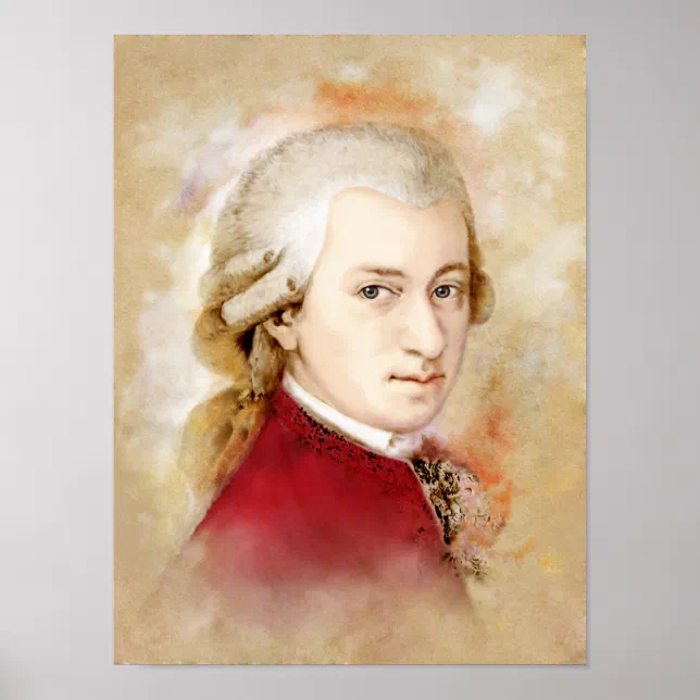 Wolfgang Amadeus Mozart Portrait im Aquarell Style Poster | Zazzle