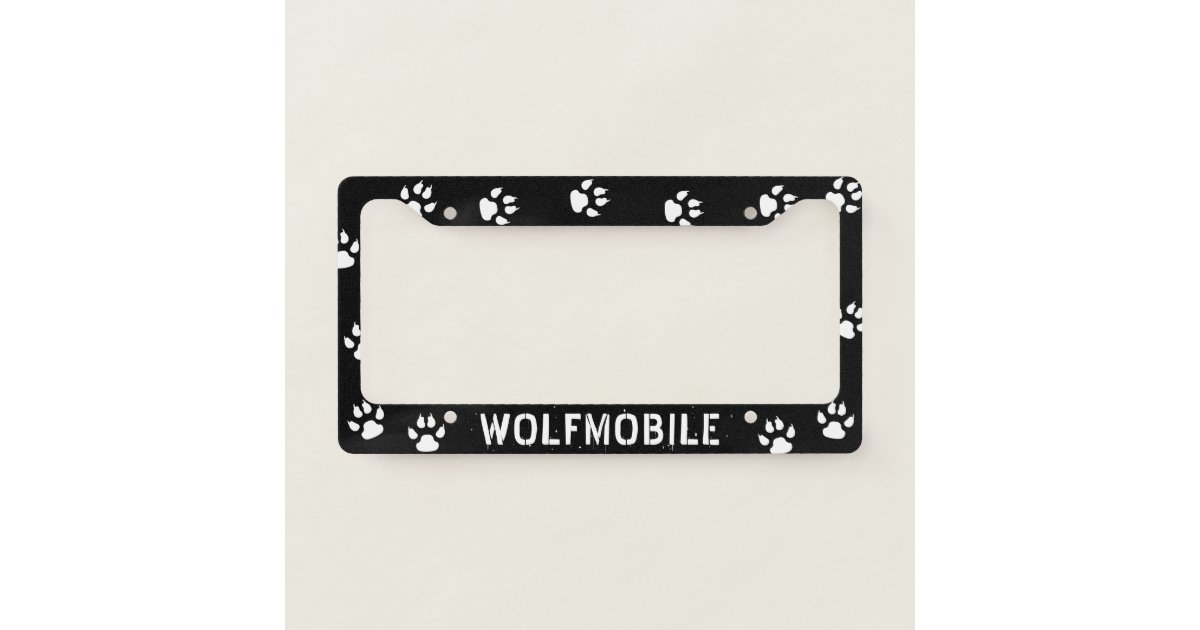 Wolfmobile - Wolf Tracks - Black and White Custom License Plate Frame ...