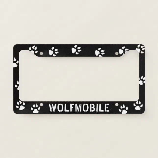 Wolfmobile - Wolf Tracks - Black and White Custom License Plate Frame ...