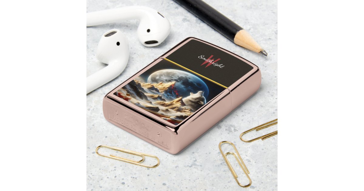 Wolfs Howl Under The Lunar Peaks Zippo Lighter | Zazzle
