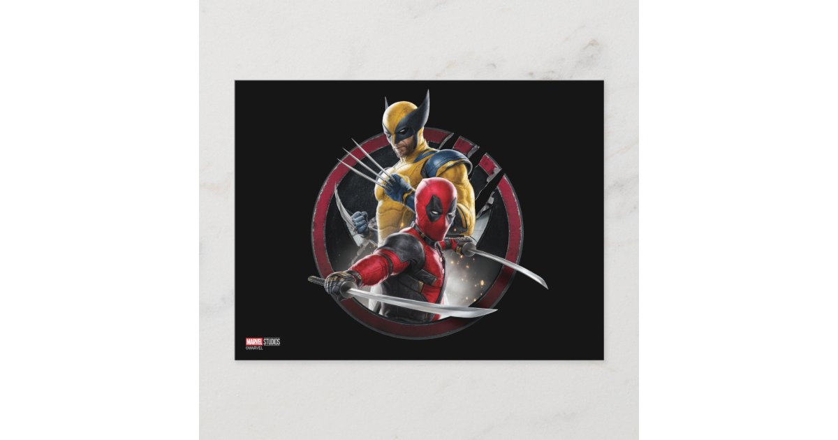 Wolverine & Deadpool in Slashed Icon Postcard | Zazzle