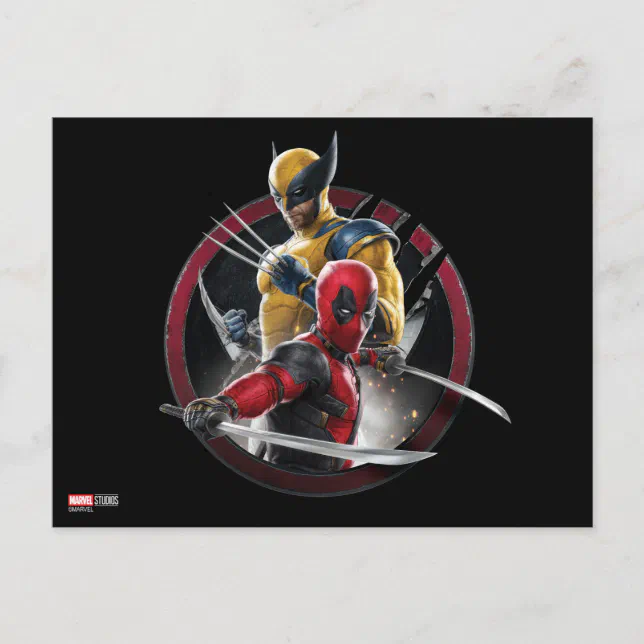 Wolverine & Deadpool in Slashed Icon Postcard | Zazzle