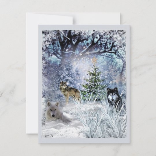 Wolves at Christmas a Winter Wonderland Flat Card | Zazzle.com
