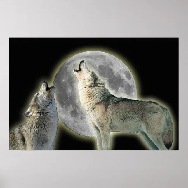 Wolves Howling at Moon Canvas Print | Zazzle