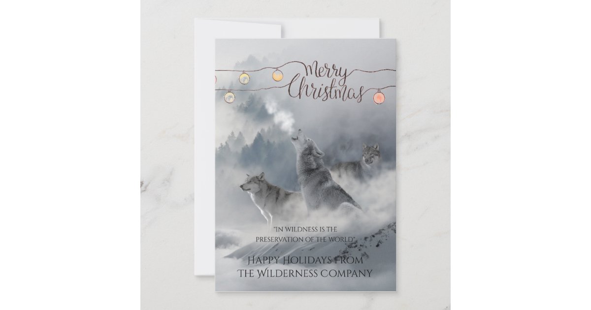 Wolves In Snow Christmas Holiday Business Greeting | Zazzle