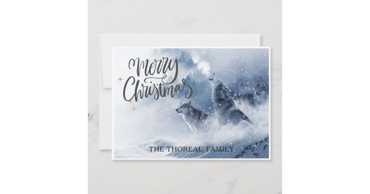 Wolves In Winter Snow Christmas Holiday Card | Zazzle