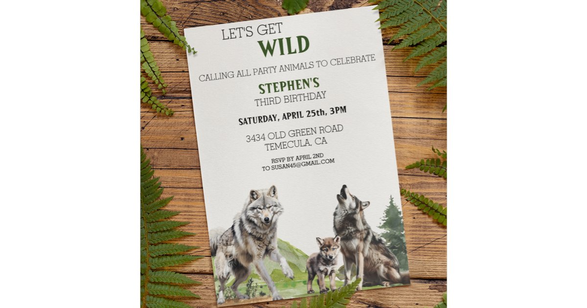 Wolves Wolf Cup Puppy Wild Birthday Invitation | Zazzle