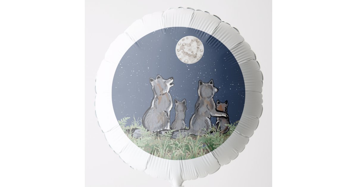 Wolves Wolf Howling at Moon, Night Stars Animal Balloon | Zazzle