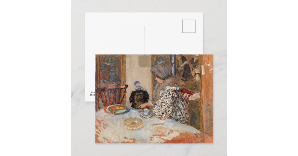 Woman and Dog at Table | Paul Bonnard | Postcard | Zazzle