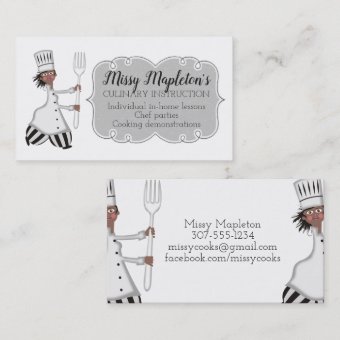 Woman chef African American catering business card | Zazzle