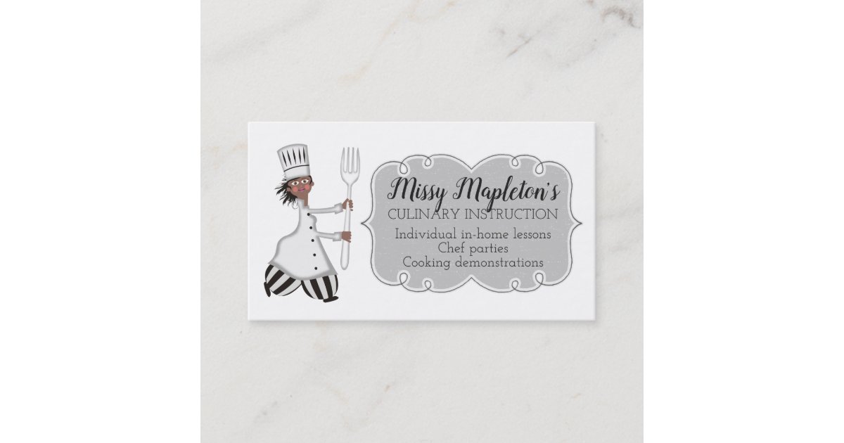 Woman chef African American catering business card | Zazzle