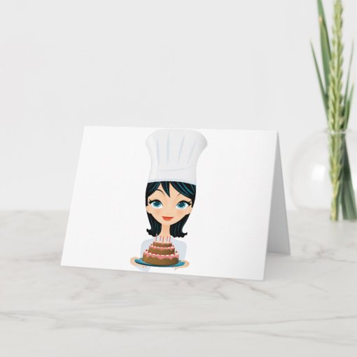 Woman chef Birthday cake Card | Zazzle
