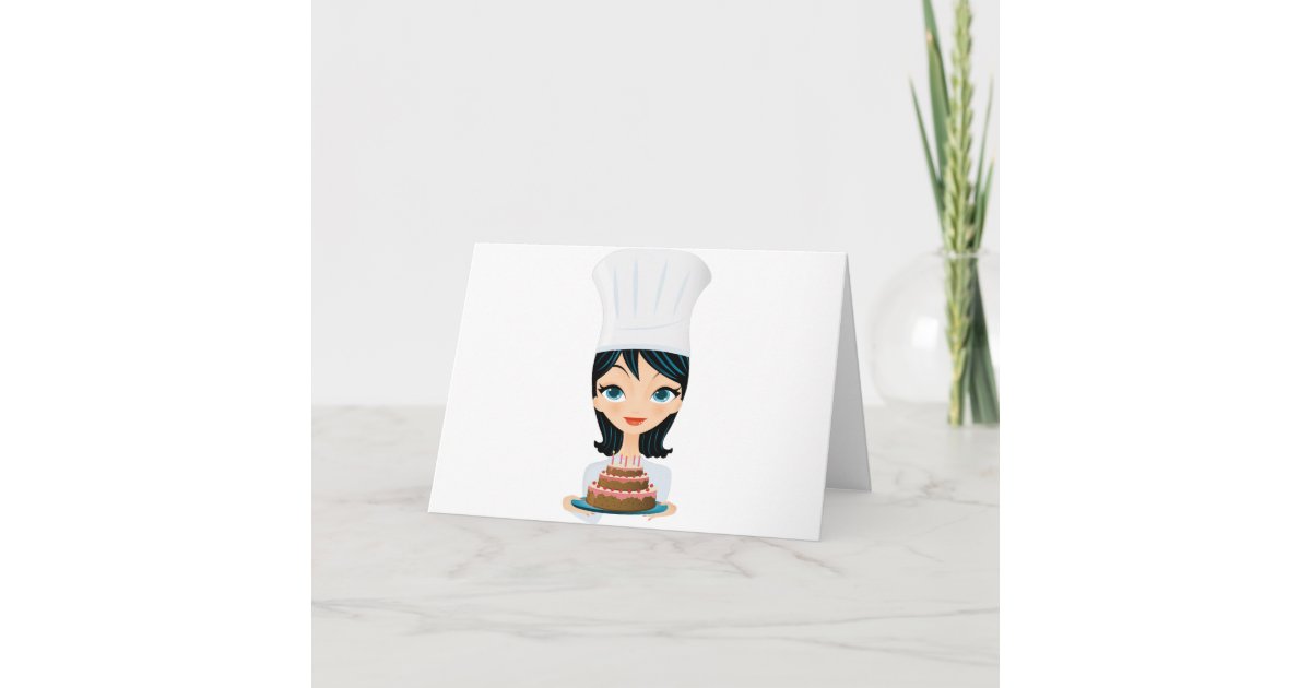 Woman chef Birthday cake Card | Zazzle