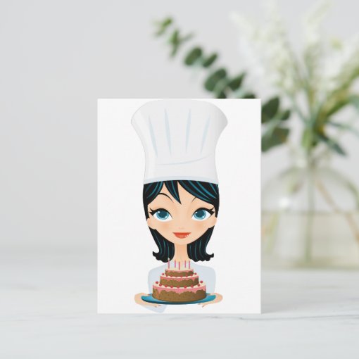 Woman chef Birthday cake Postcard | Zazzle