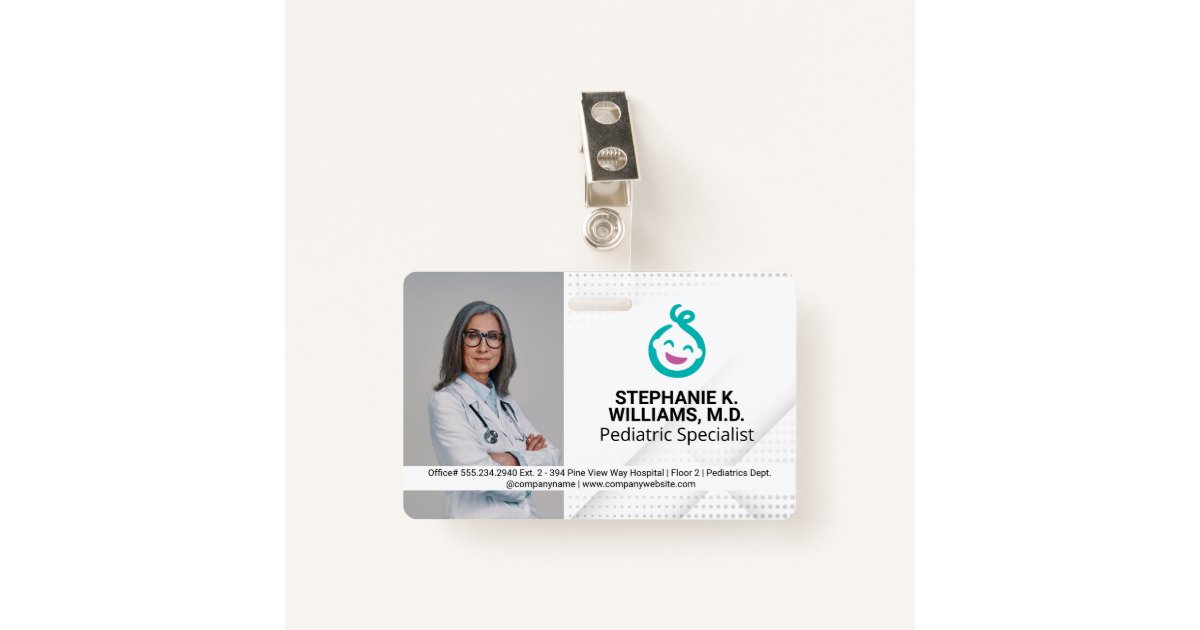 Woman Doctor | Pediatrics Baby Logo Badge | Zazzle