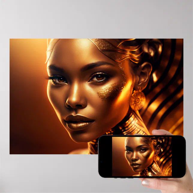 Woman Face Gold Makeup Portrait Poster | Zazzle
