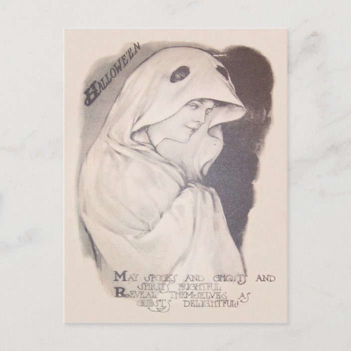 Woman Ghost Costume Sheet Sepia Postcard | Zazzle.com