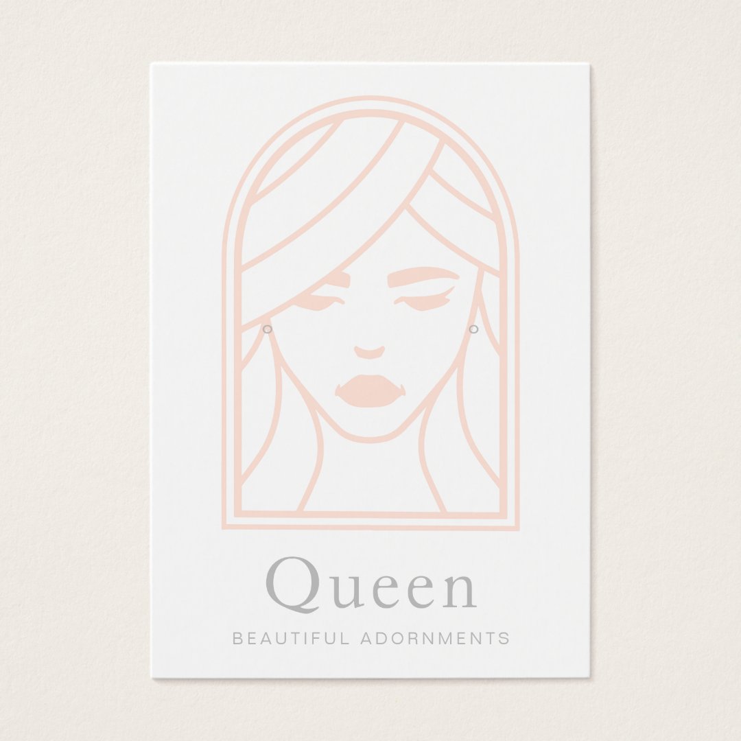 Woman Girl Face White Earring Display Card | Zazzle