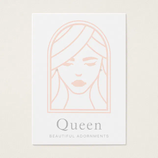 Woman Girl Face White Earring Display Card | Zazzle