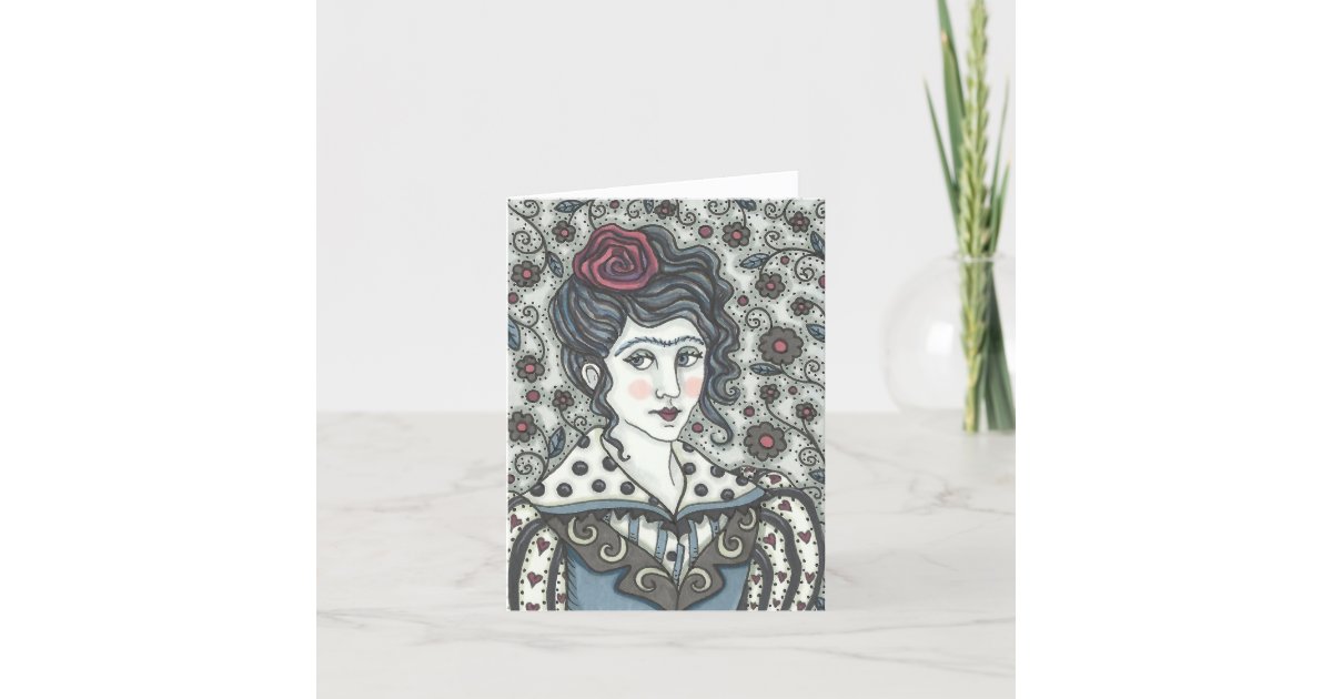 WOMAN, GOTHIC PORTRAIT NOTE CARD Blank | Zazzle
