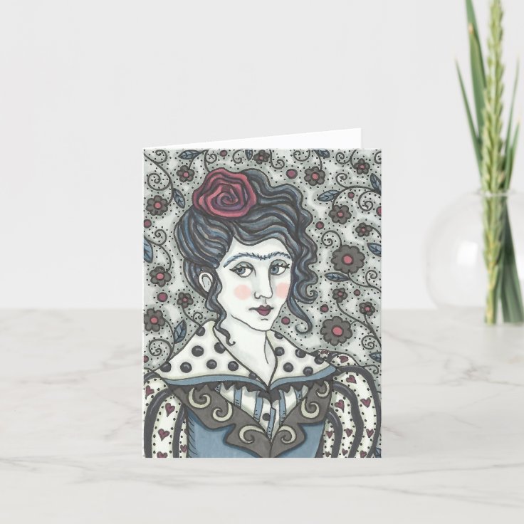 WOMAN, GOTHIC PORTRAIT NOTE CARD Blank | Zazzle