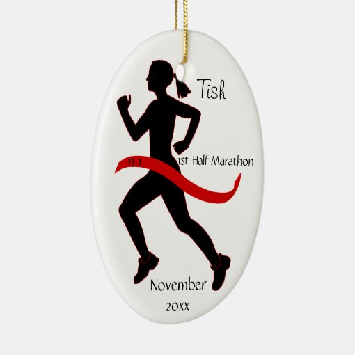 Woman Half Marathon Runner Ornament in Red | Zazzle