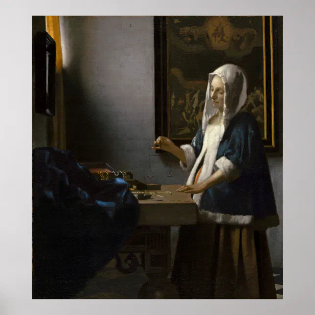 Woman Holding a Balance by Johannes Vermeer Poster | Zazzle