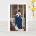 Woman in Blue, reading a Book Card | Zazzle