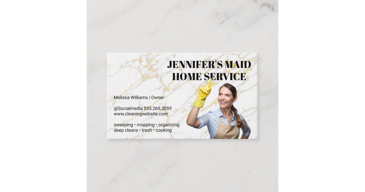 Woman in Cleaning Attire | Maid Services Business Card | Zazzle