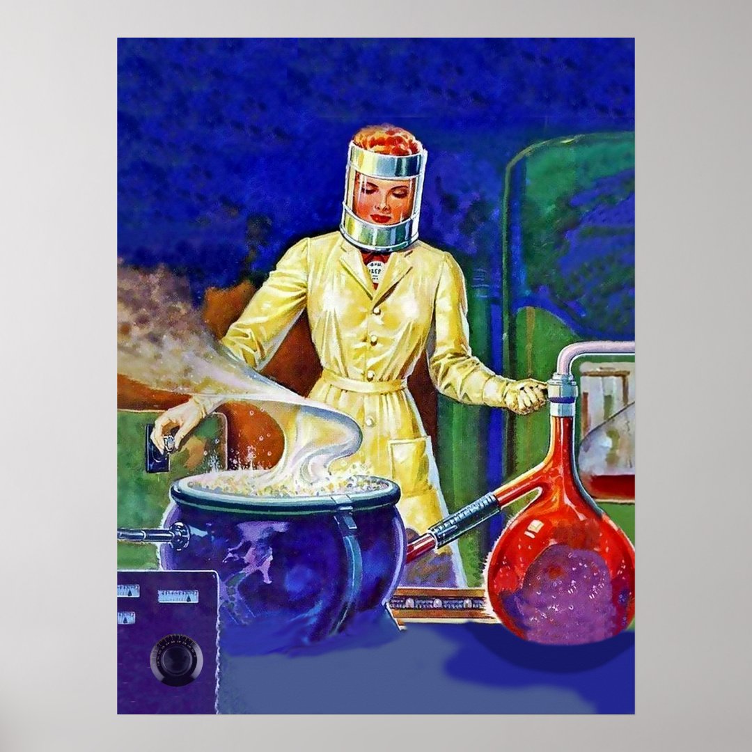 Woman in laboratory, vintage fantasy poster | Zazzle