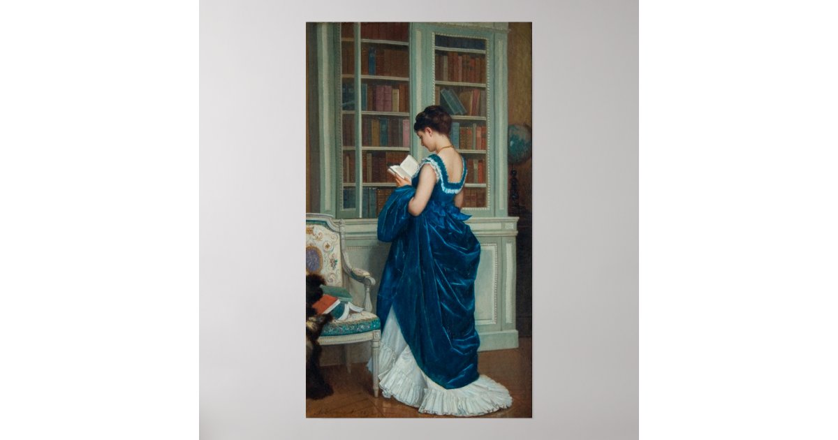 Woman in Library Poster | Zazzle