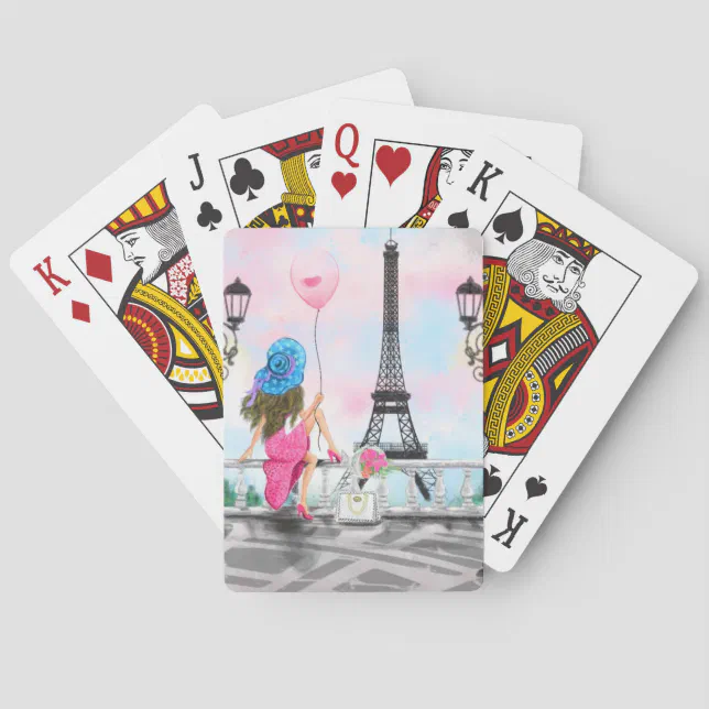 Woman in Paris Playing Cards Eiffel Tower Gift | Zazzle