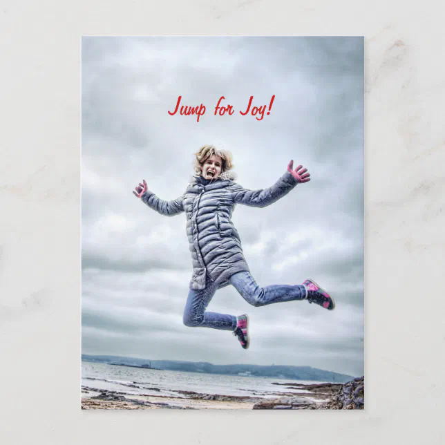 Woman Jumping For Joy Postcard | Zazzle