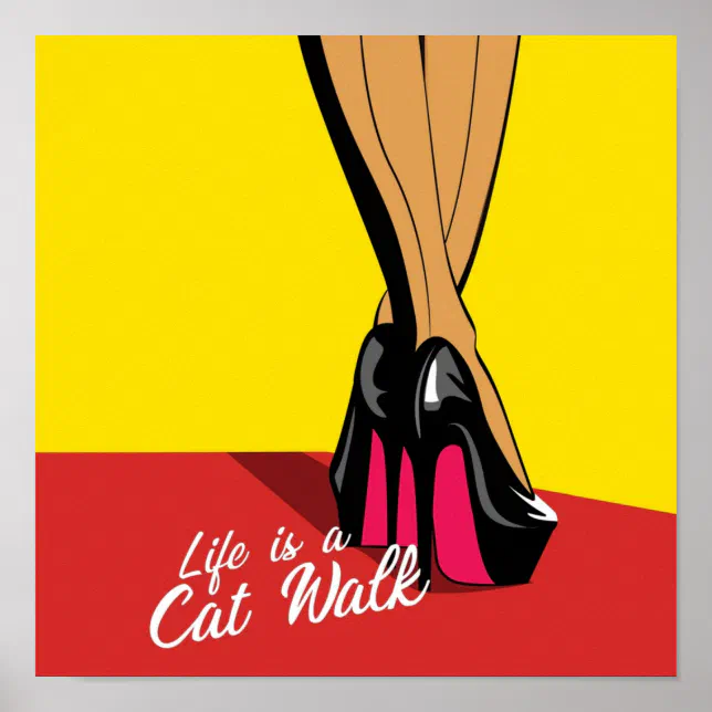 Woman legs in fashion high heels shoes Pop art ill Poster | Zazzle